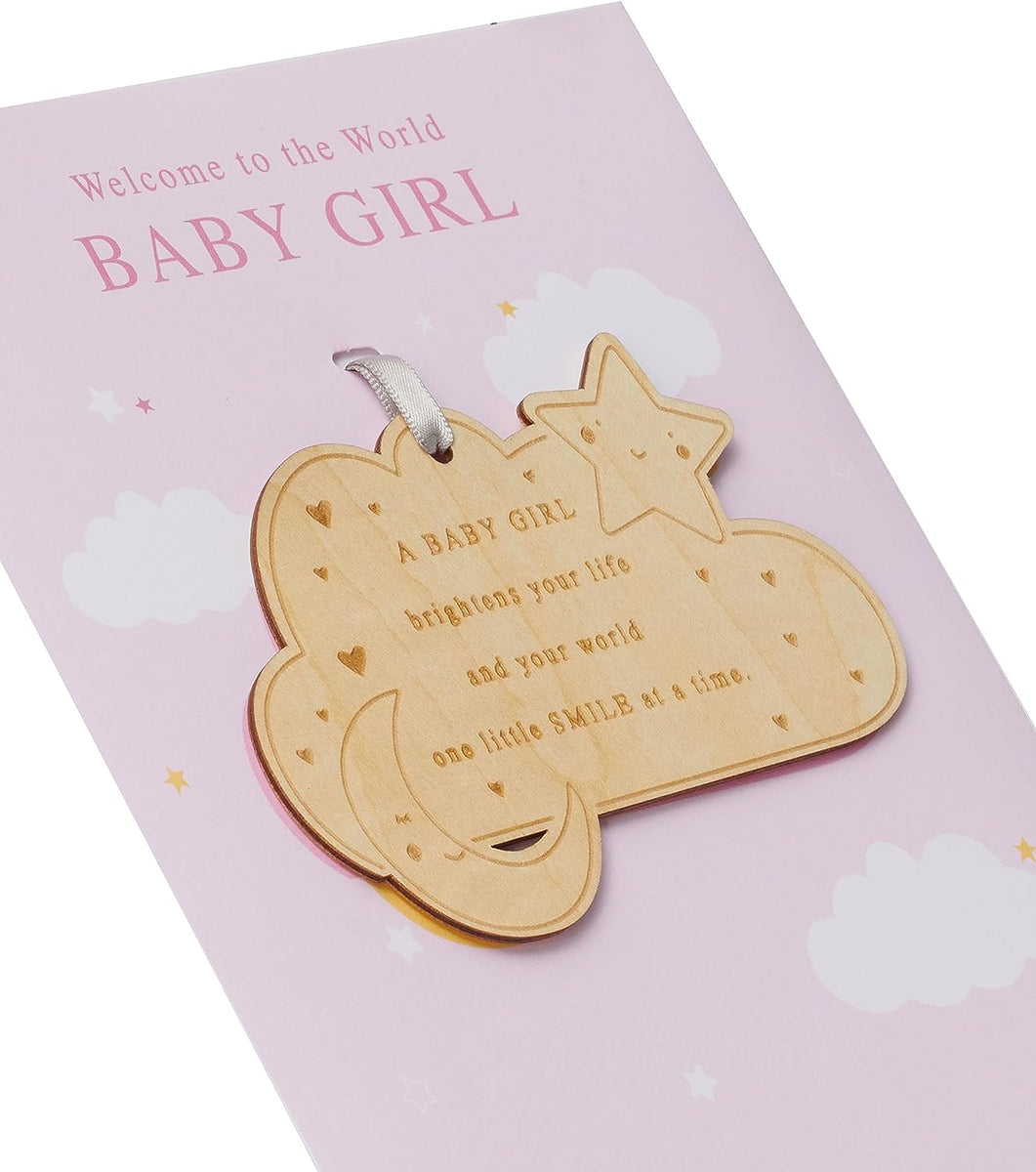 Pink Cloud Design New Baby Girl Congratulations Card – Collect Cards