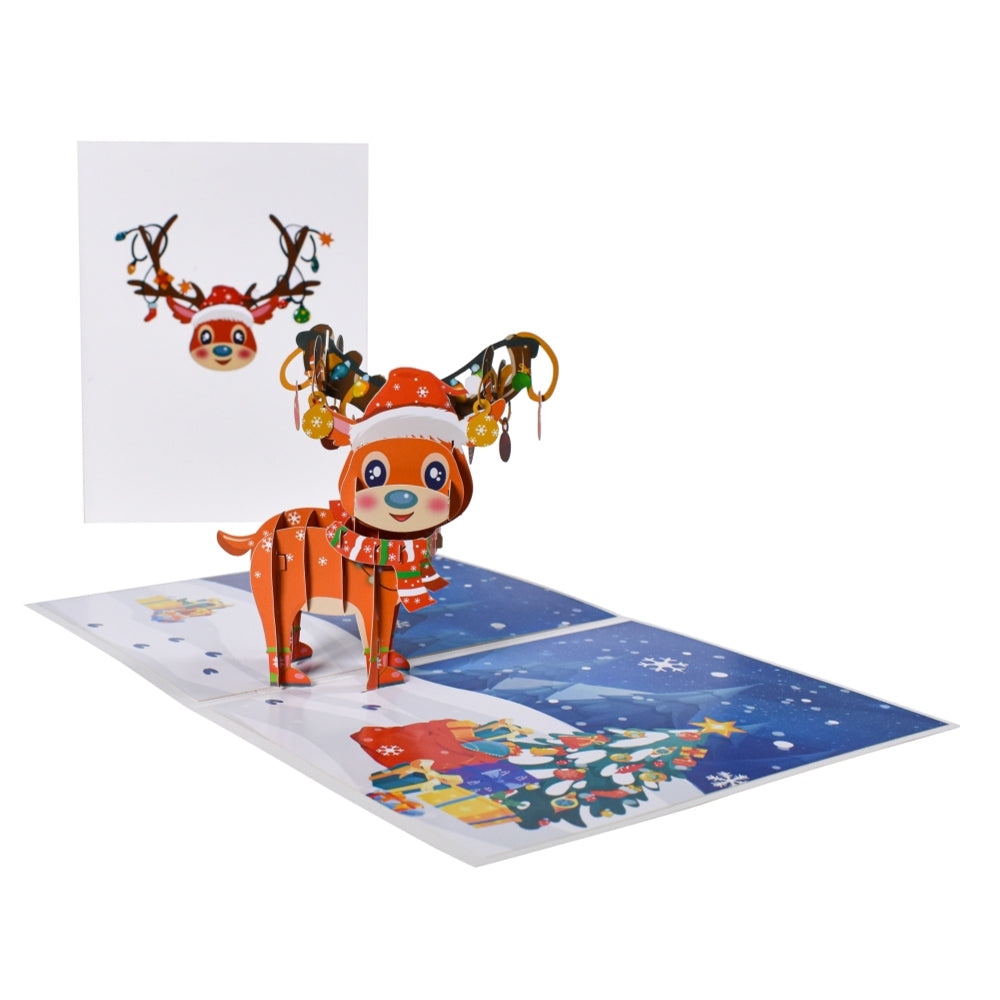 Festive Antlers Reindeer Charm 3D Pop Up Christmas Card – Collect Cards