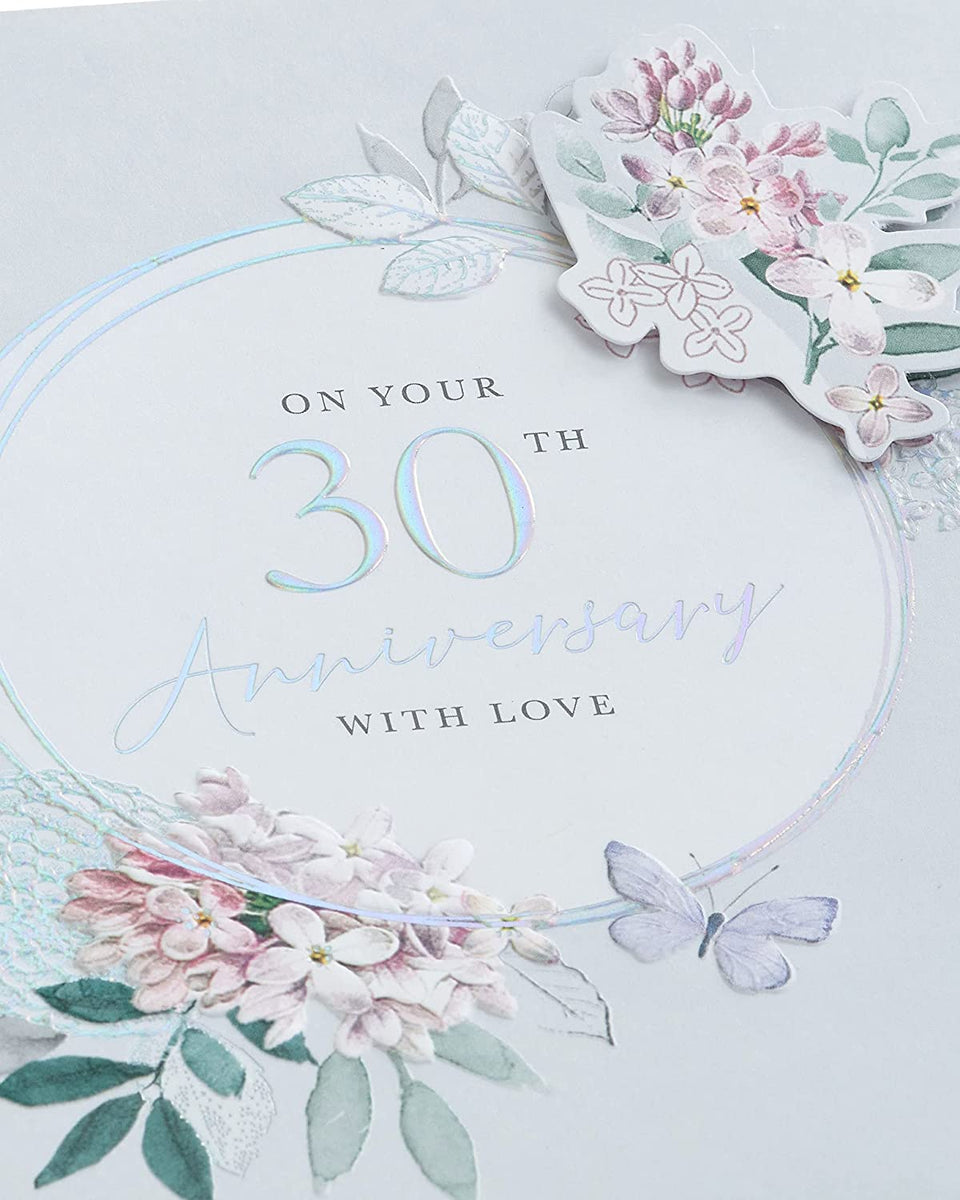 Pearl Delicate Floral Design 30th Anniversary Card – Collect Cards