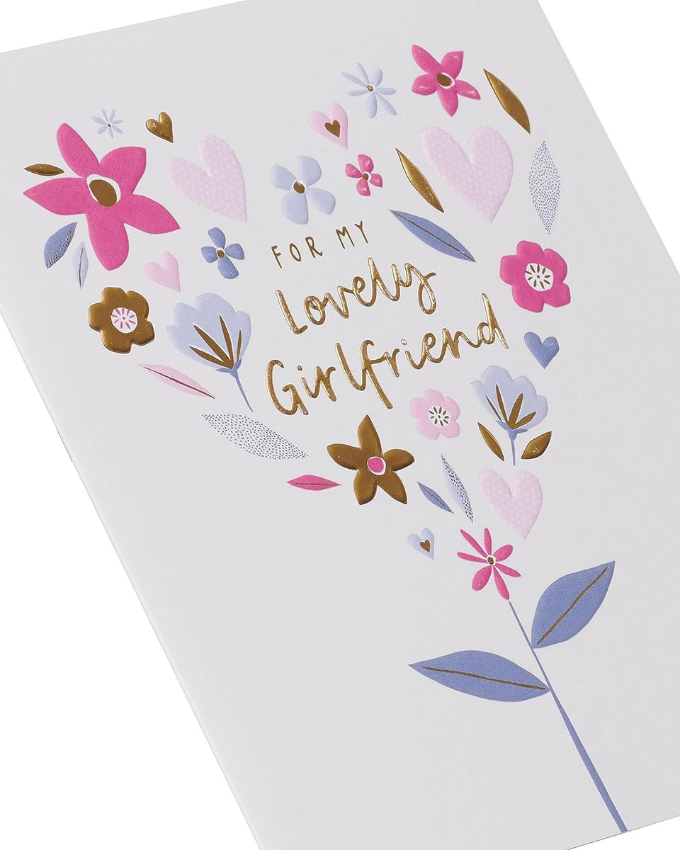 Flower Heart Design Girlfriend Birthday Card – Collect Cards