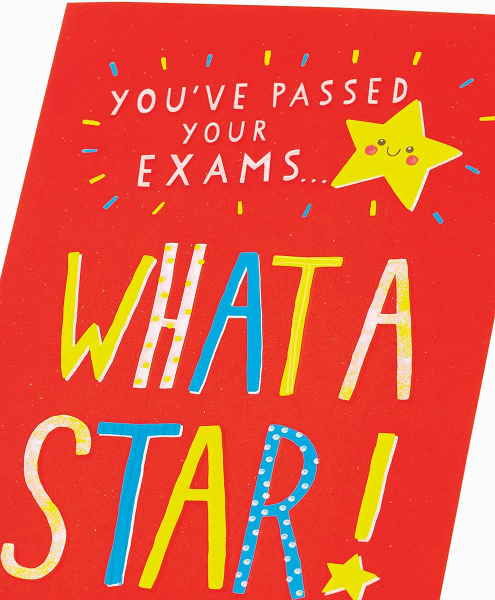 Pretty Design You're a Star Passing Exams Congratulations Card ...