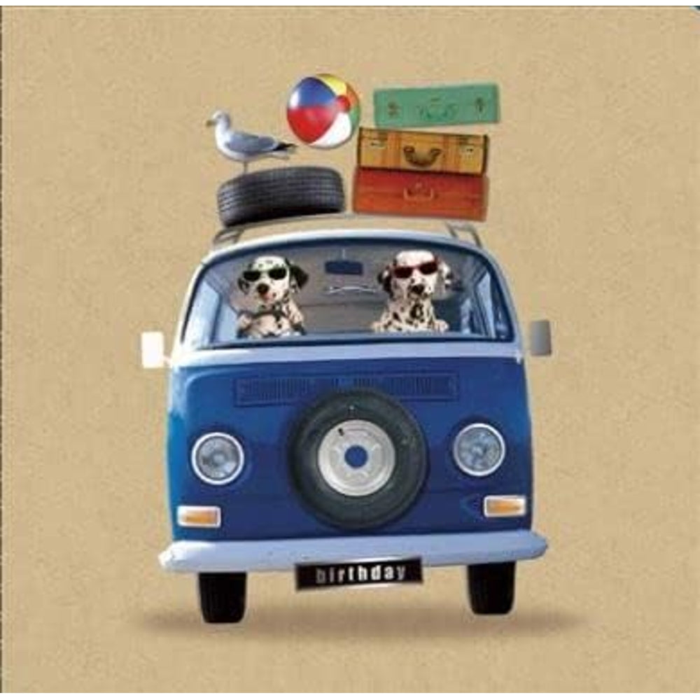 Dalmatian Dogs in a Campervan Enjoy Every Minute! Open Card – Collect Cards