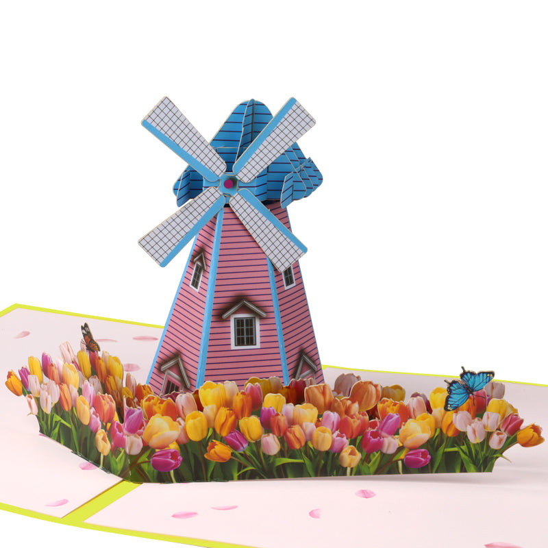 Rustic Charm Floral Windmill 3D Pop Up Greeting Card – Collect Cards