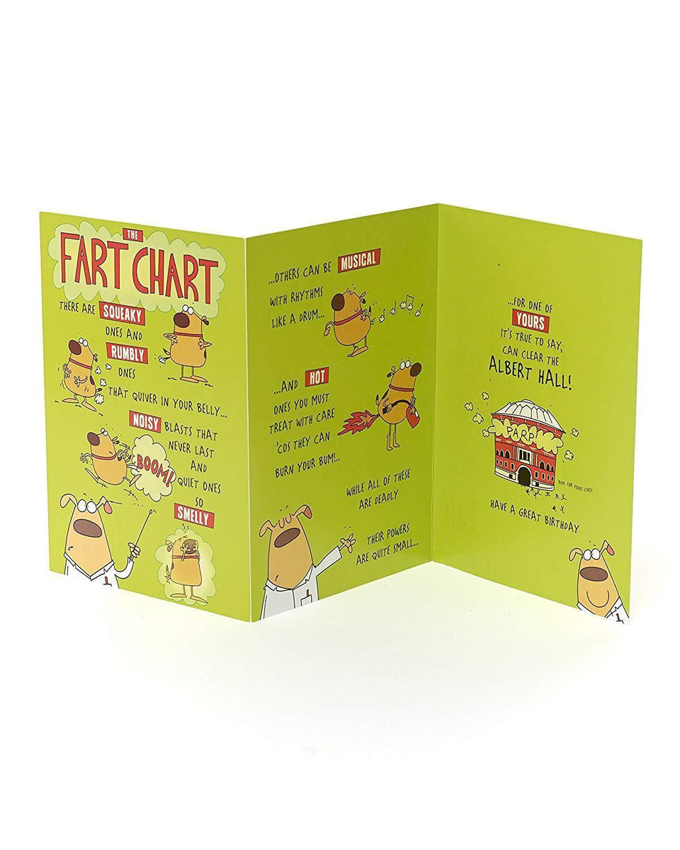 The Fart Chart! Humorous Tri-Folded Full Colour Birthday Greeting Card ...