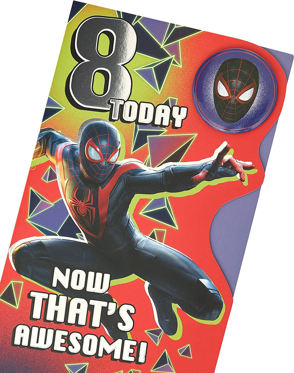 Marvel Spider Man 8th Birthday Card with Badge – Collect Cards